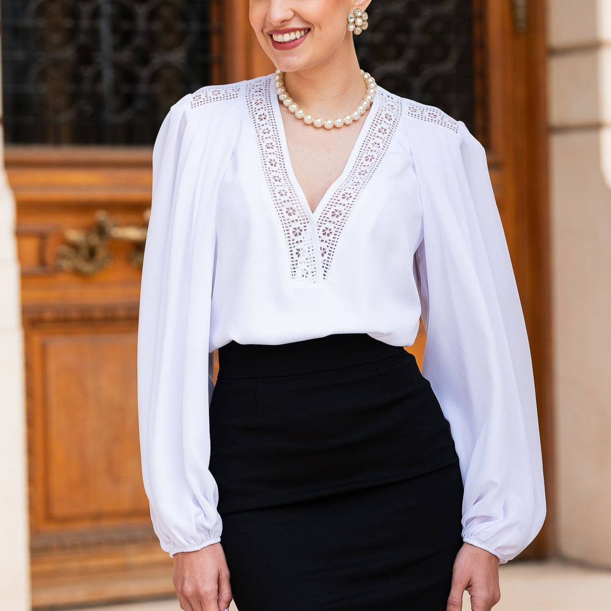 Bluze albe dama elegante | Simplitate cu detalii IIANA – Iiana Sanziana