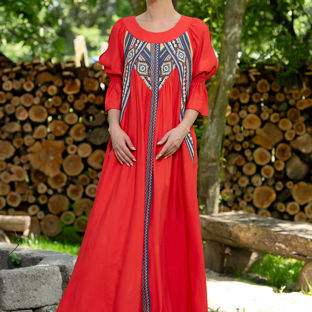 Rochie lungă roșie Minodora – Iiana Sanziana
