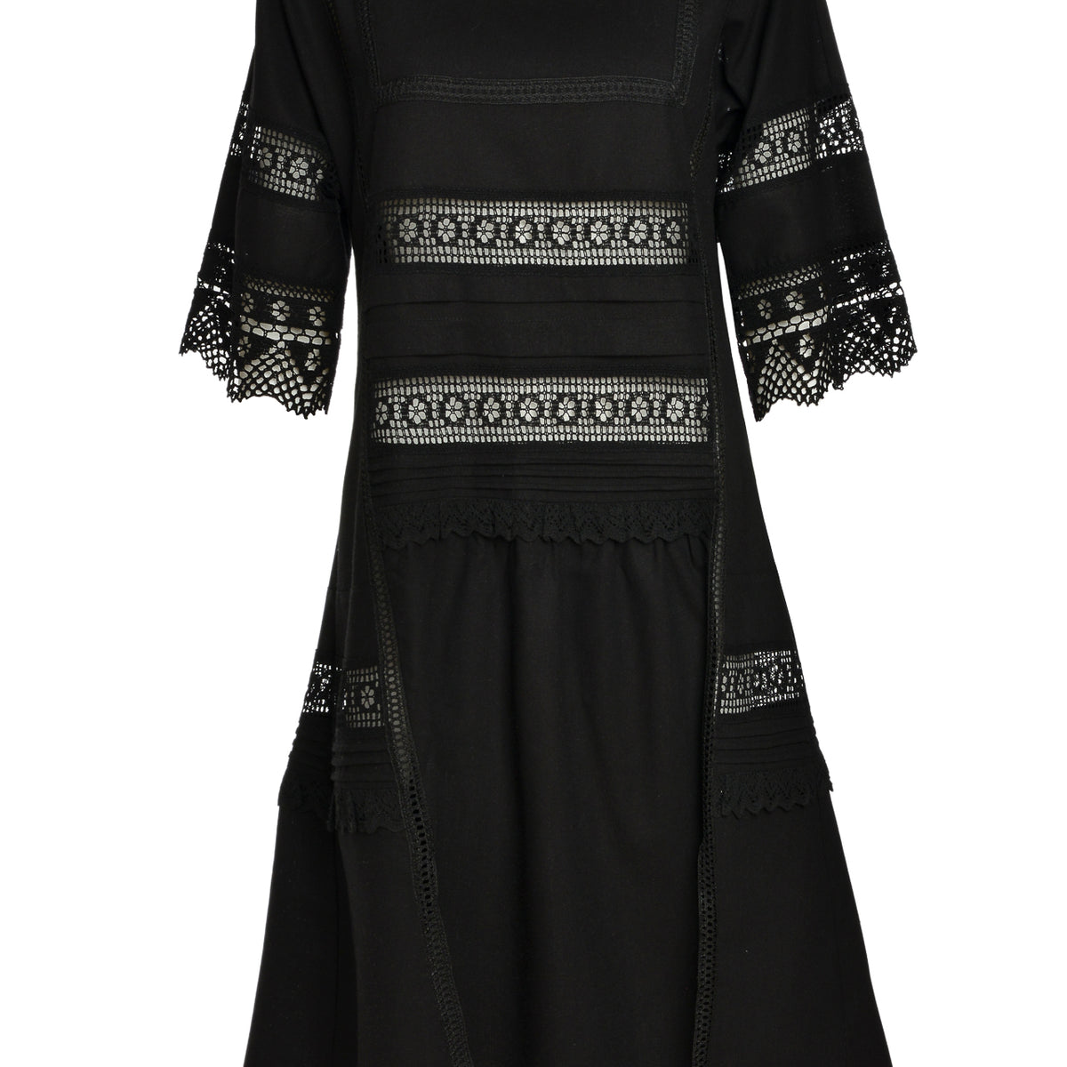 Rochie Neagra Din In Si Dantela Traditionala-IIANA@ – Iiana Sanziana